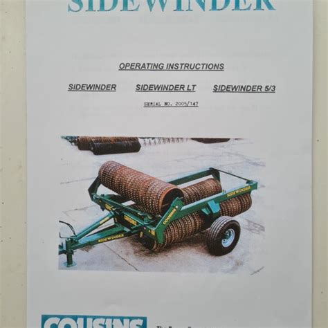 Cousins Sidewinder Sidewinder Lt Sidewinder 5 3 Operators Manual Copy From Original Sps Parts