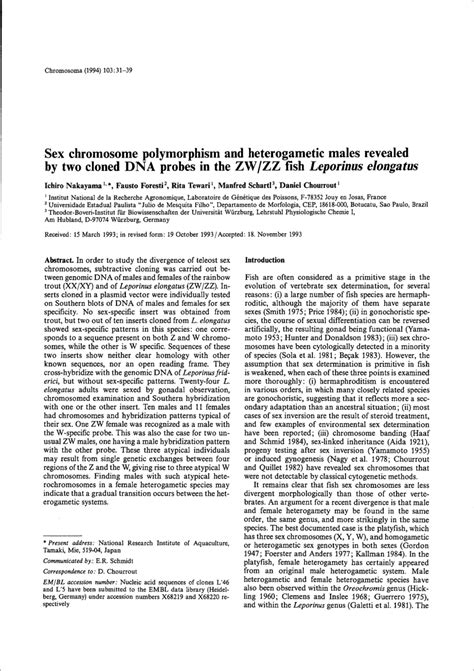 Pdf Sex Chromosome Polymorphism And Heterogametic Males Revealed By