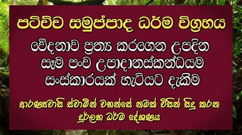 වේදනාව පටිච්ච සමුප්පාද ධර්ම විග්‍රහය ආරණ්‍යවාසි ස්වාමින් වහන්සේ