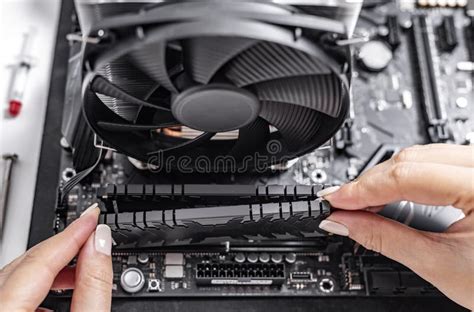 Installing Random Access Memory Into Pc Stock Image Image Of Access Finger 131607923