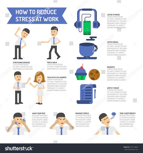 How To Reduce Stress At Work Stock Vector Illustration 331774634