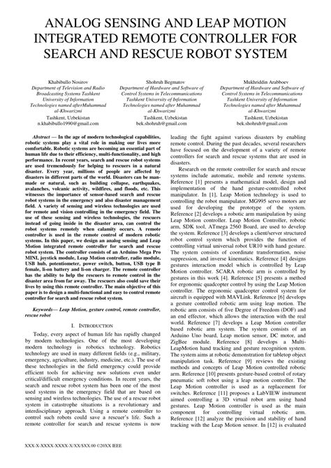 Pdf Analog Sensing And Leap Motion Integrated Remote Controller For Search And Rescue Robot System