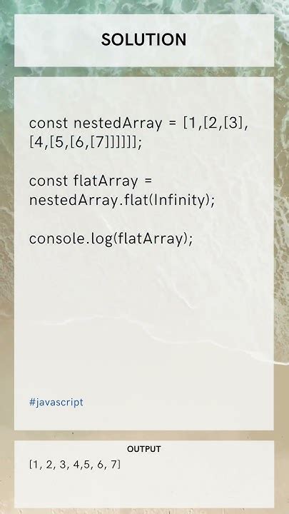 How To Flatten The Array Of Arrays Javascript Beenumlearning Shorts