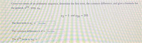 Solved Given Two Terms Of An Arithmetic Sequence Determine