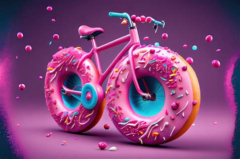 Diet Junk Food Sports Bike Donuts With Pink Icing Instead Of Bicycle
