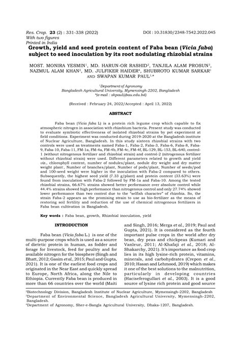 Pdf Growth Yield And Seed Protein Content Of Faba Bean Vicia Faba Subject To Seed