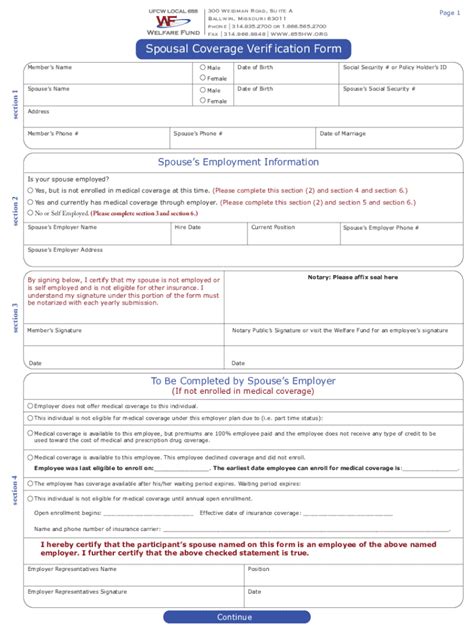 Fillable Online Spousal Coverage Verification Fax Email Print Pdffiller