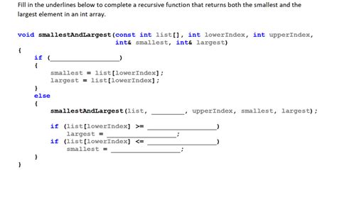 Solved Fill In The Underlines Below To Complete A Recursive