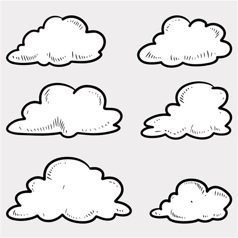 Doodle Sketch Style Of Hand Drawn Clouds Cartoon Vector Illustration