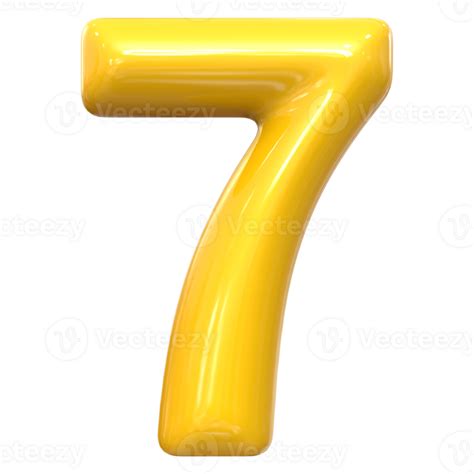 Número 7 7 Amarillo Color 46552753 Png
