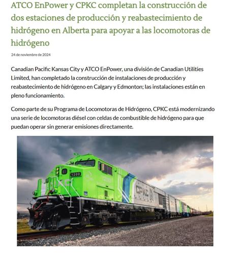 Juan Antonio Roldán García On Linkedin Hydrogengreen Hydrogenlocomotives Atcoenpower Cpkc