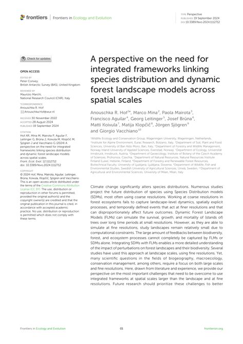 Pdf A Perspective On The Need For Integrated Frameworks Linking Species Distribution And