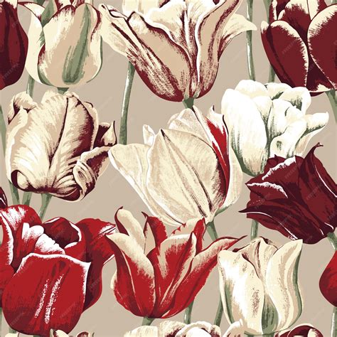 Premium Vector Spring Flowers And Leaves Repeat Pattern Design Hand Drawn Vector Art