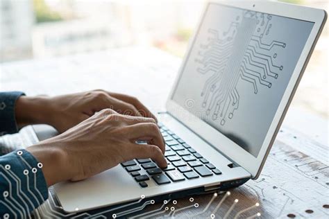 Tech In Action Bridging Human Interaction With Advanced Computer Technology Stock Illustration