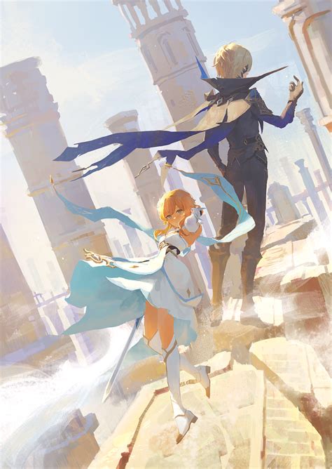 Lumine And Dainsleif Genshin Impact Drawn By Omegu Danbooru