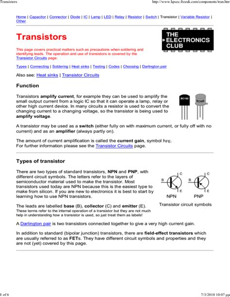 Function Types Of Transistor