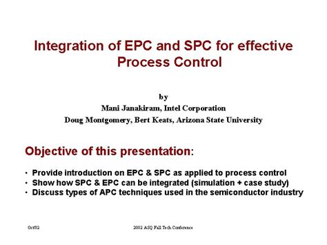 Integration Of Epc And Spc For Effective Process