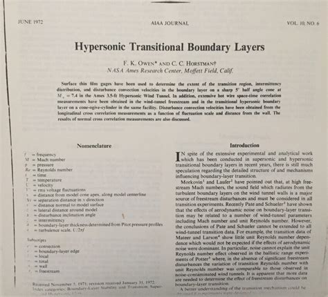 Pdf Hypersonic Transitional Boundary Layers
