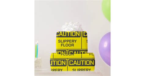 Caution Slipper Floor Sign Wrapping Paper Zazzle