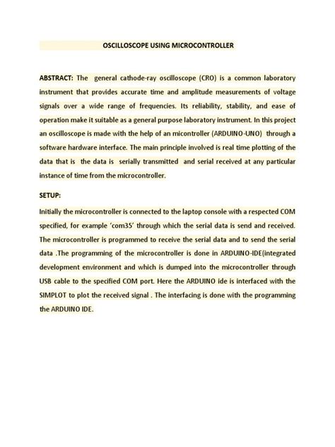 Oscilloscope Using Arduino Uno Pdf Arduino Analog To Digital