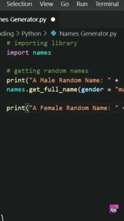 Names Generator In Python Get Random Names Shorts Python Coding