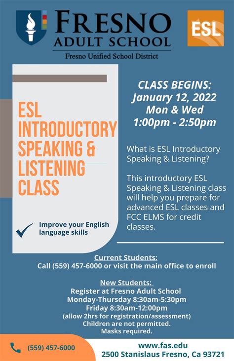 Speaking And Listening Class Esl Fresno Adult School