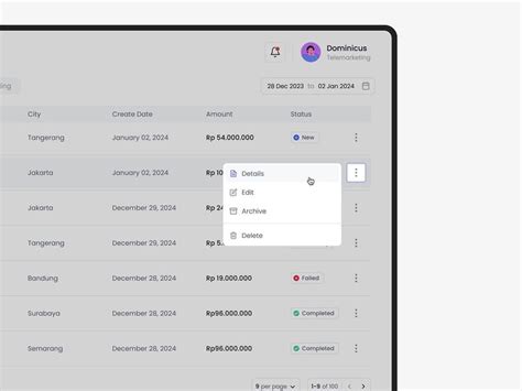 Table Context Menu Design By Kristof Eka