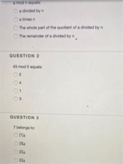 Solved A Mod N Equals A Divided By N A Times N The Whole Chegg