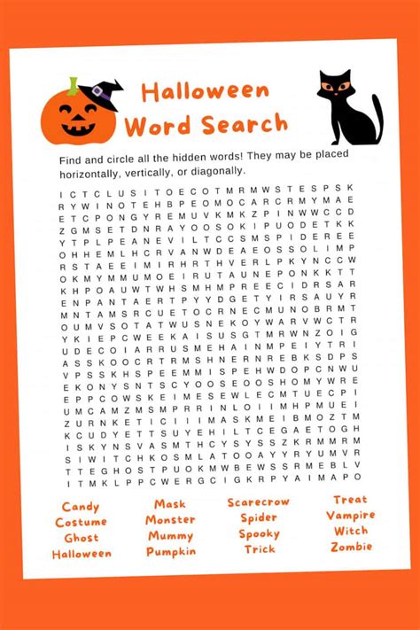 Halloween Word Search Printable Free Halloween Word Search Printables