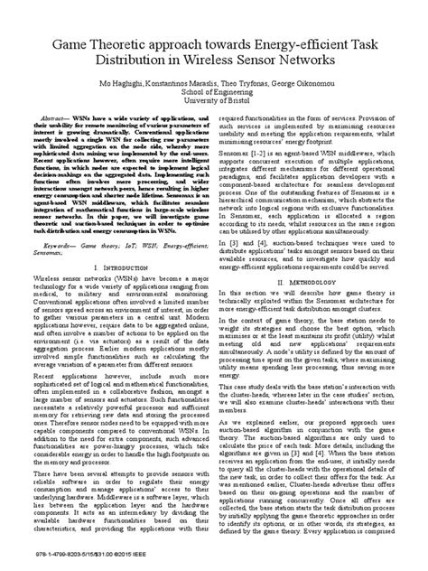 Game Theoretic Approach Towards Energy Efficient Task Distribution In