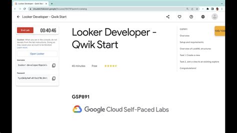 Looker Developer Qwik Start Qwiklabs Gsp891 Youtube