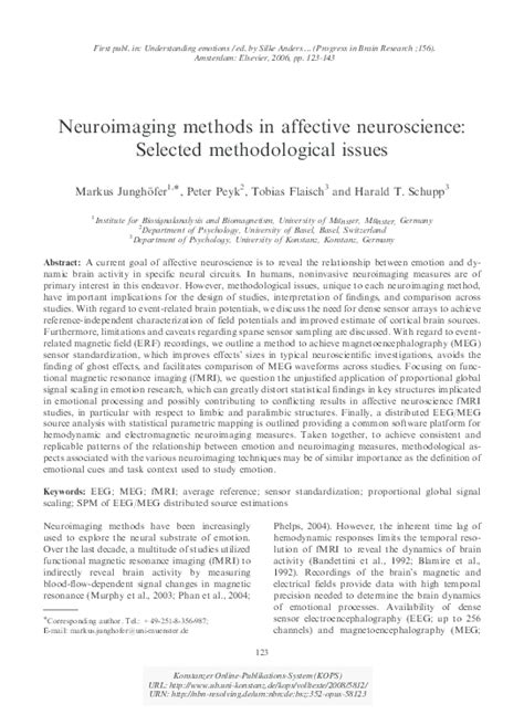 Pdf Neuroimaging Methods In Affective Neuroscience Selected