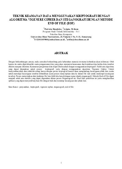Teknik Keamanan Data Menggunakan Kriptografi Dengan Algoritma Vigenere