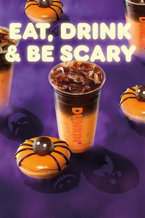 Dunkins 2021 Halloween Treats Peanut Butter Cup Macchiato And Spider Donut