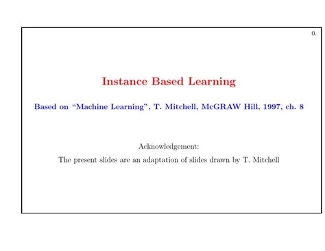 Ppt Instance Based Learning Based On Machine Learning T Mitchell