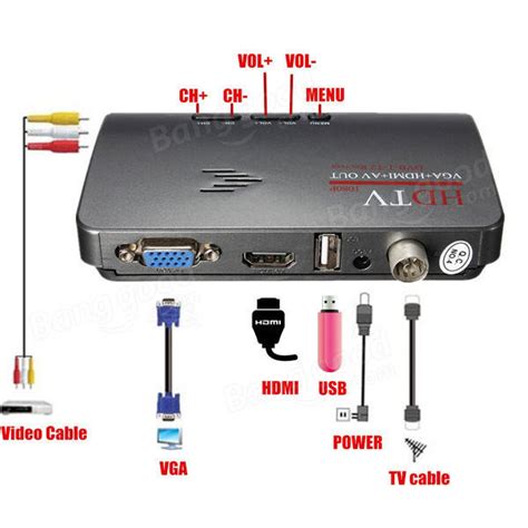 Digital Terrestrial HD 1080P DVB T T2 TV Box VGA AV CVBS Tuner Receiver With Remote Control Sale