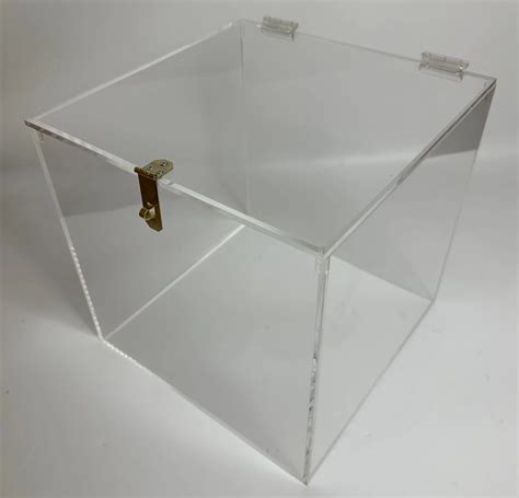Custom Clear Acrylic Boxes With Metal Hasp Lock Hinged Lid PlexiBoxes4u