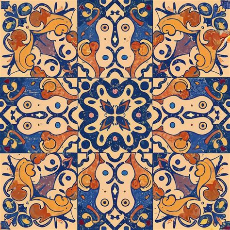 2d Vector Illustration Colorful Vintage Seamless Hi Res Portuguese
