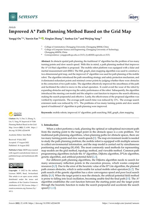 PDF Improved A Path Planning Method Based On The Grid Map