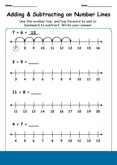 Adding And Subtracting On Number Lines 1st Grade Worksheet Adding And Subtracting On Number