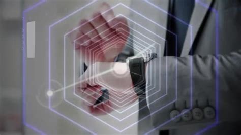 Animation Notification Icons Numbers Connected Dots Midsection Man Using Smartwatch — Stock