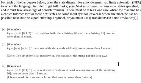 Solved For Each Of The Languages Below Draw The State