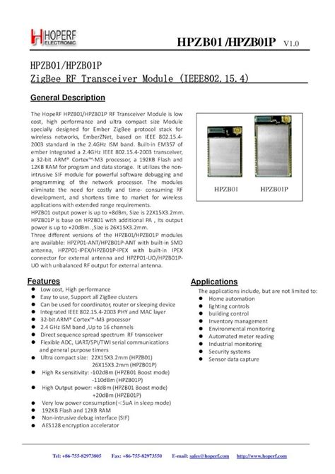 pdf hpzb01 hpzb01p zigbee rf transceiver module ieee802 gnd gnd ground connect to ground