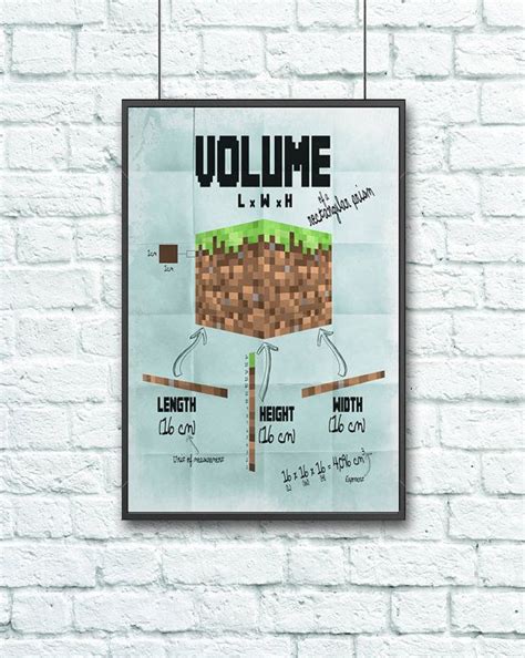 Minecraft Inspired Math Poster Geometry Volume Of A Rectangular Prism