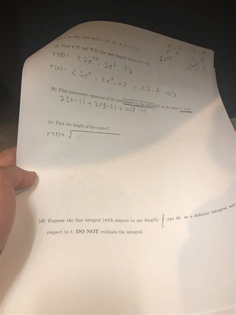 solved let c be the curve r t e 2t 2e t t 0