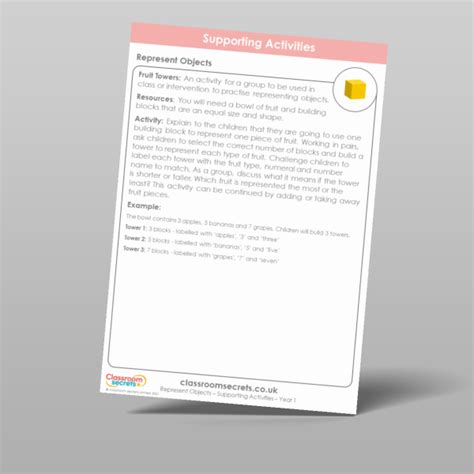 Year 1 Represent Objects Supporting Activity Resource Classroom Secrets