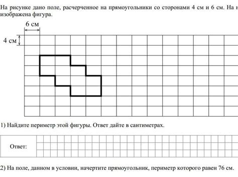 На рисунке дано поле расчерченное на прямоугольники со сторонами 4 см и 6 см На нём изображена