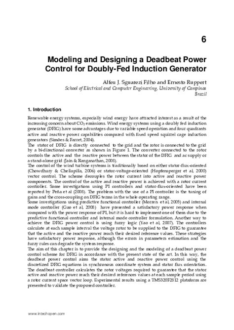 Pdf Modeling And Designing A Deadbeat Power Control For Doubly Fed