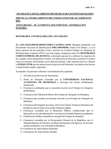 Solicitud Para Obtener El Ejercicio De La Función Notarial Descargar