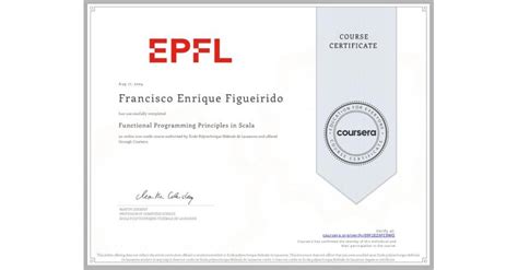 Francisco Figueirido On Linkedin Completion Certificate For Functional Programming Principles